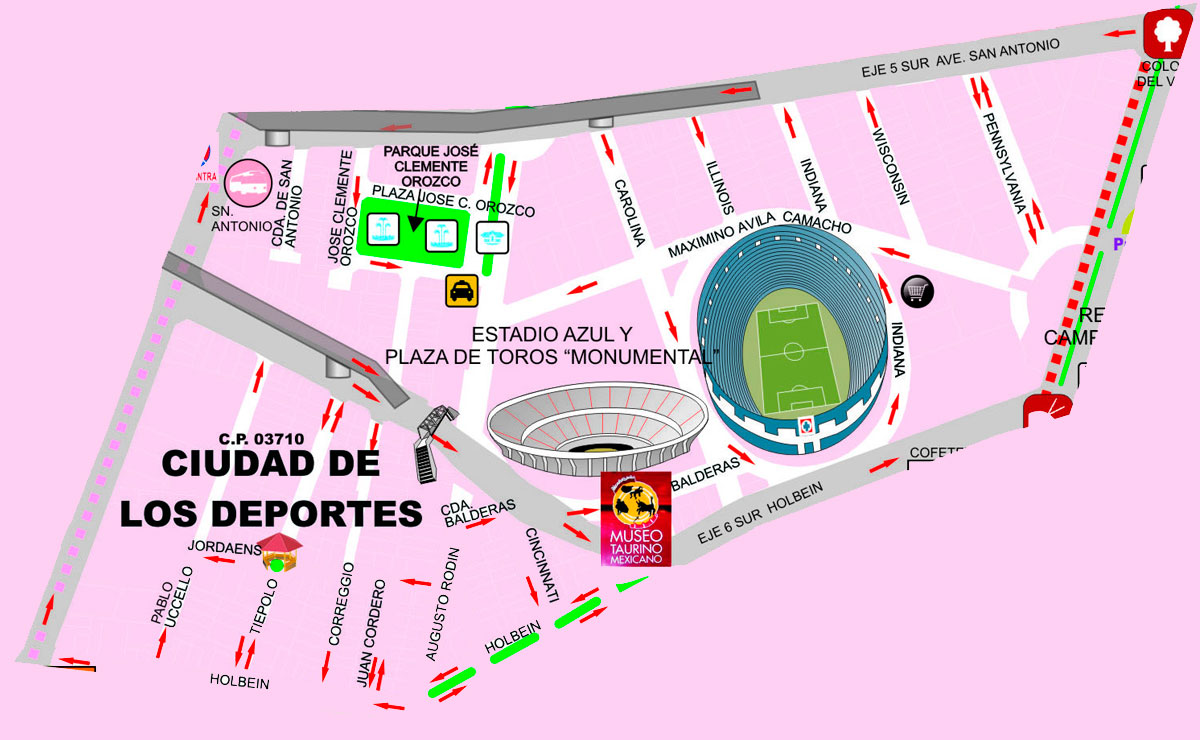 Mapa Del Estadio Ciudad De Los Deportes Ubicación Y Zonas