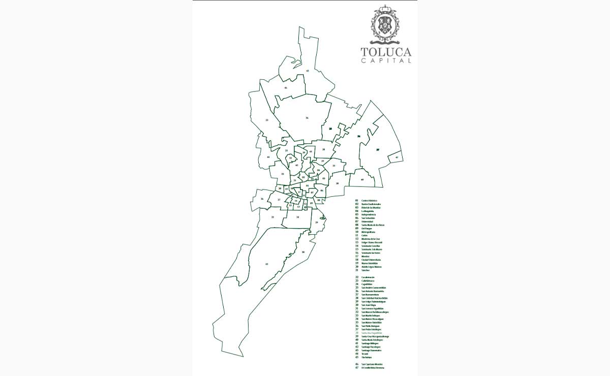 Descarga el mapa de Toluca: ¿Cuáles son sus colonias y delegaciones?