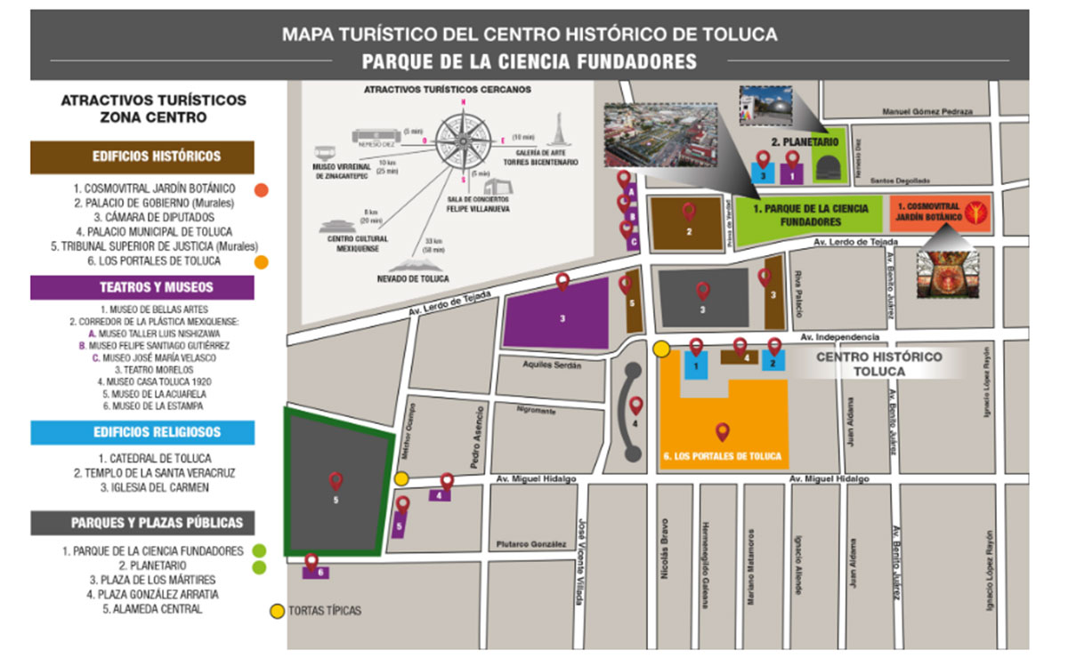 ¿Qué hacer? Consulta el mapa turístico del centro de Toluca